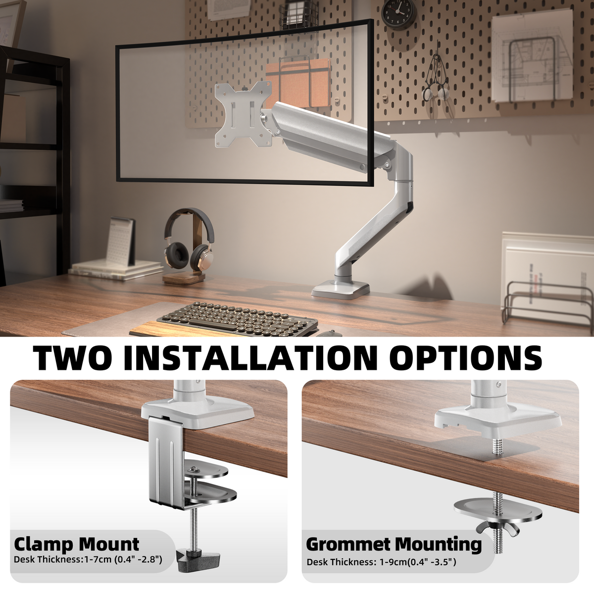 Curved Gaming Monitor Desk-Mount - Swivel Tilt Rotation Height Adjusta ...